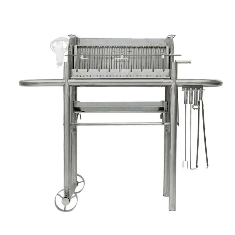 Holzkohle-Grillwagen aus Edelstahl